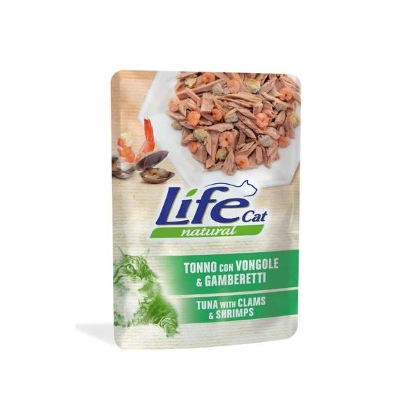 Life Cat Natural Tonno Vongole Gamberetti in Gelatina Busta 70gr